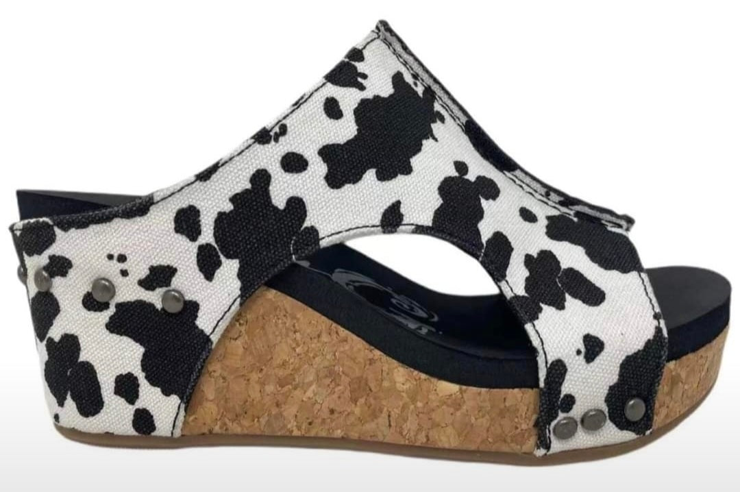 Black and White Cow Print Wedges – Southern Charm Btqe